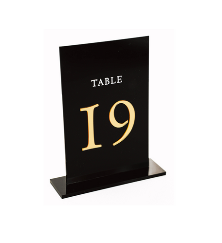 Black & Gold Square Table Numbers | Sage Hill Rentals