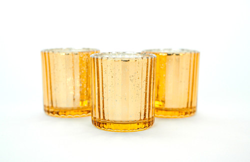 Gold Ribbed Votive Candle Holder | Sage Hill Rentals