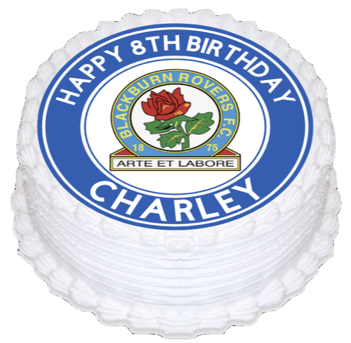 BLACKBURN ROVERS FC BADGE LOGO PERSONALISED ANY NAME/AGE/OCCASION CAKE ...