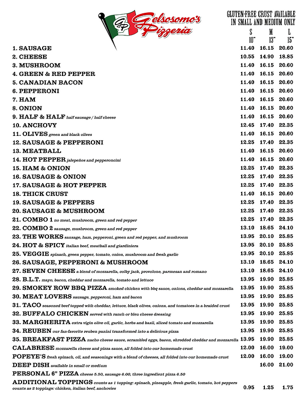 Menu | DIGS on Canal