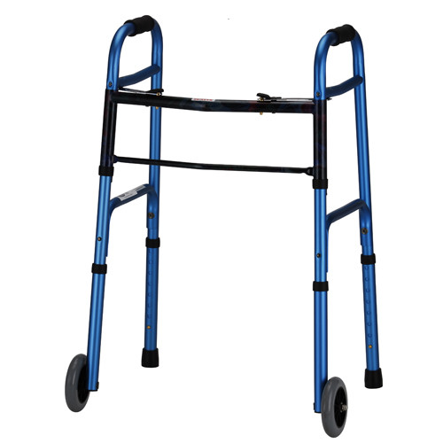 Blue Folding Walker with 5″ Wheels | Medical Market