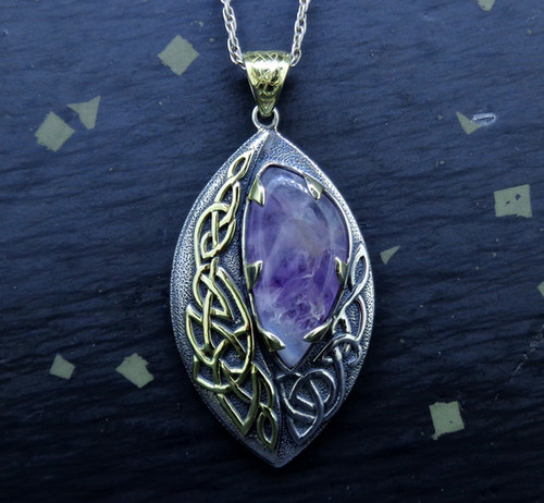 'Jera' Scottish Amethyst, on a Scottish Gold & Sterling Silver Pendant ...