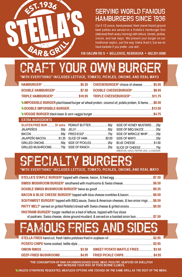 Scan Menu | Stellas Hamburgers