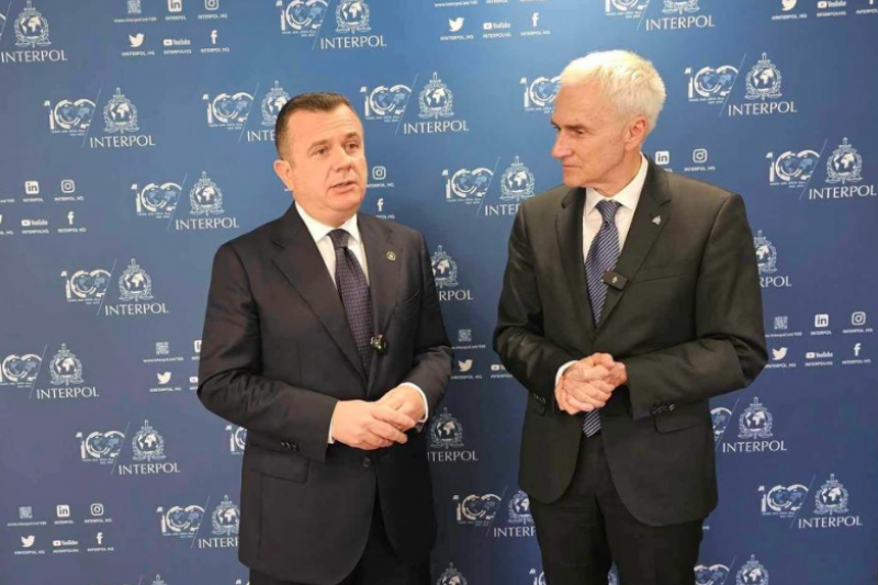Interior Minister Meets Interpol's Secretary General in France