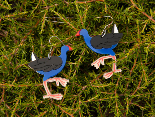 Pukeko Drop Earrings | Silverwood Studio