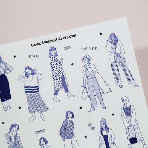 Bon Bon Stickers - Kiss Cut Stickers - Blue Girls | The Little Whimsy