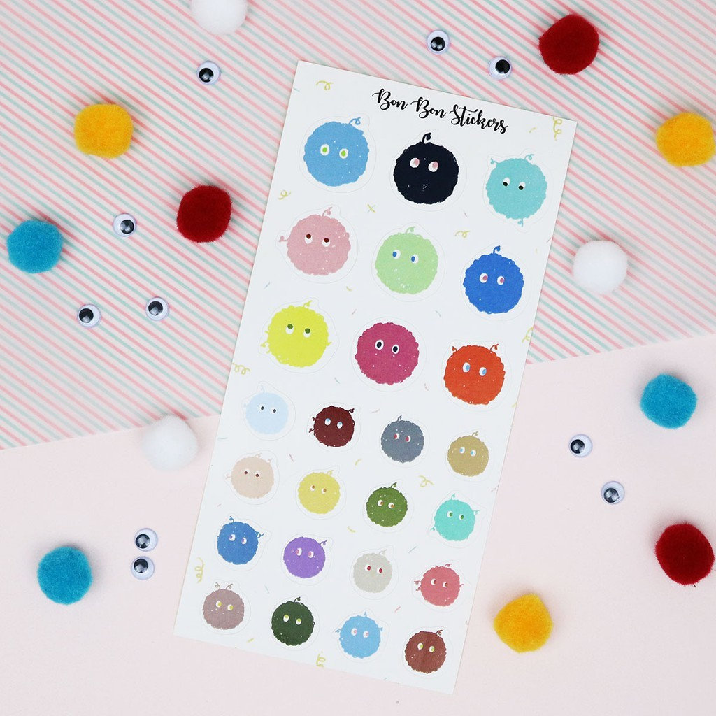 Bon Bon Stickers - Kiss Cut Stickers - Little Fuzzy Balls