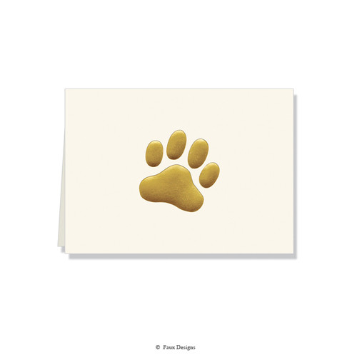 Paw Print Ivory Folded Note | faux-designs