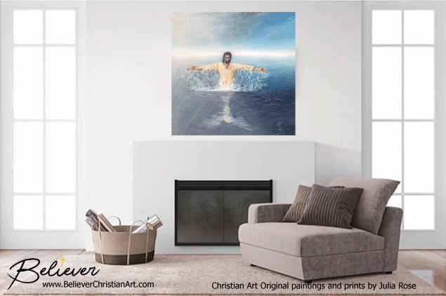 Jesus’ Baptism contemporary Painting | BelieverChristianArt
