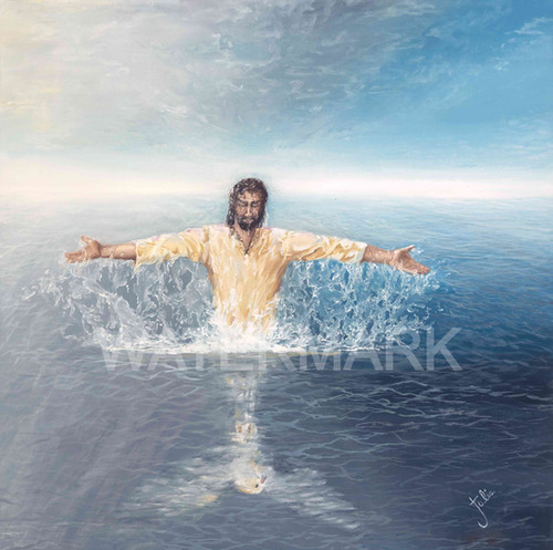 Jesus’ Baptism contemporary Painting | BelieverChristianArt