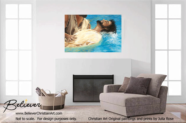 Baptism of Jesus & John painting | Believer Christian Art