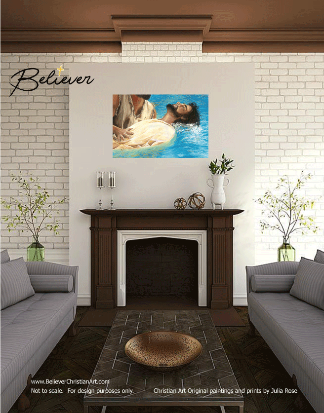 Baptism of Jesus & John painting | Believer Christian Art