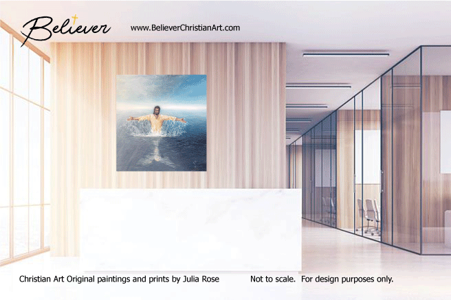 Jesus’ Baptism contemporary Painting | BelieverChristianArt