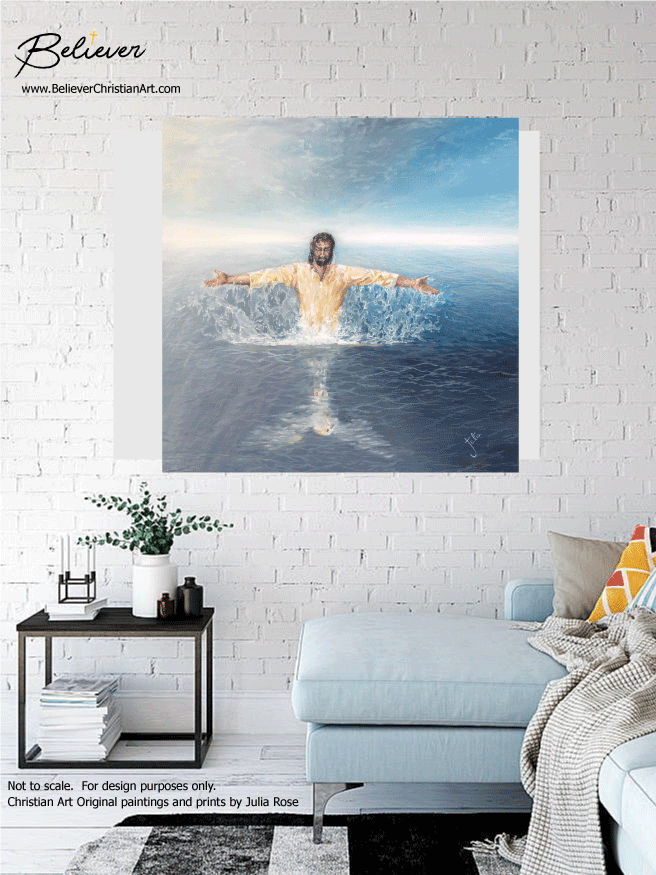 Jesus’ Baptism contemporary Painting | BelieverChristianArt