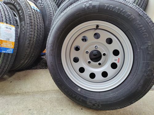 SET 15" Trailer Wheel 5x4.5 Tire ST205/75R15 D 8 ply Trailer King ...