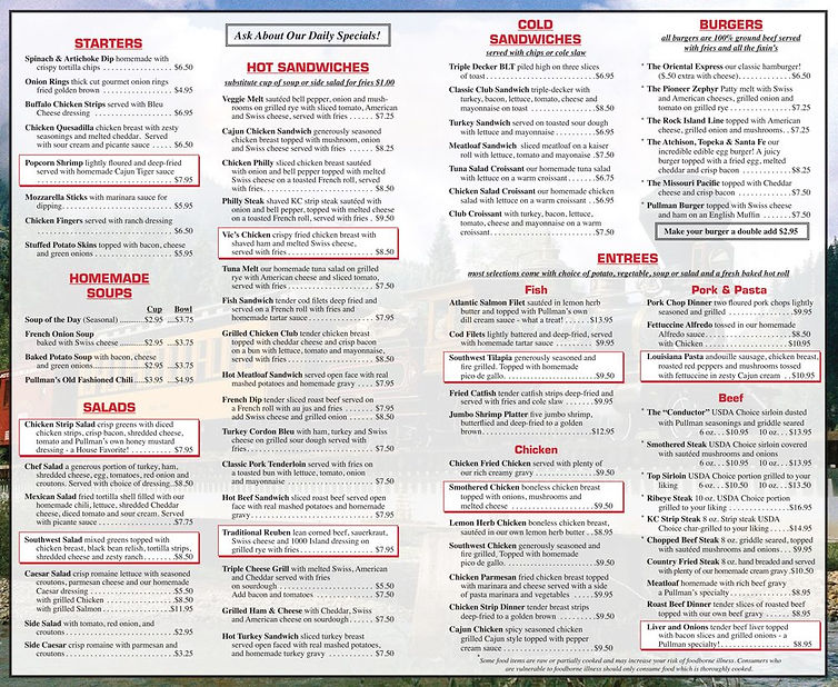 MENU | Pullman Place
