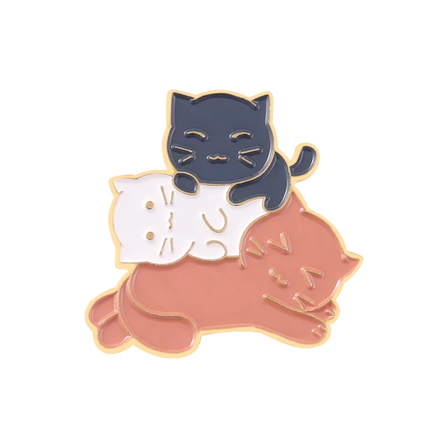 cat stack enamel pin badge | lemoncatshop