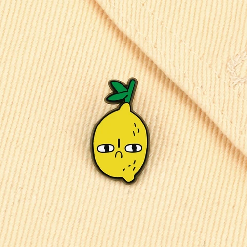 angry lemon enamel pin badge | lemoncatshop
