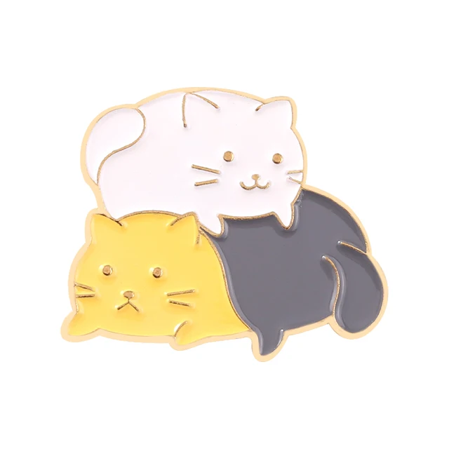 cat stack enamel pin badge | lemoncatshop