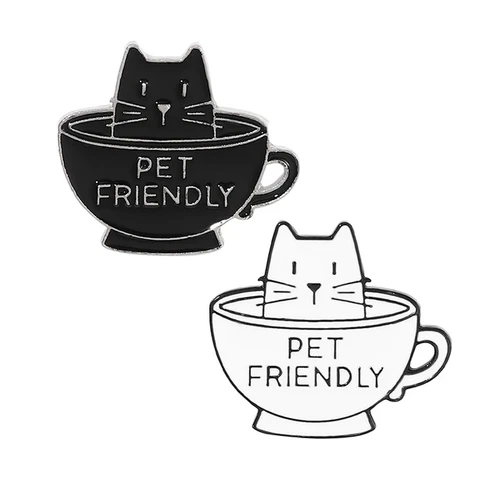 friendly cats enamel pin badge | lemoncatshop