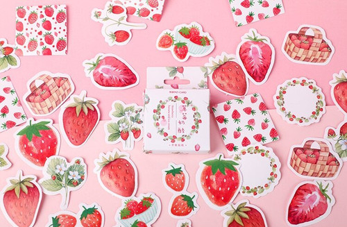 strawberry banana mo-card cartoon shapes stickers | lemoncatshop