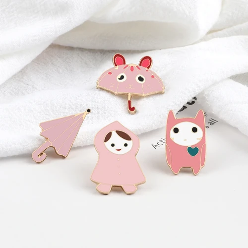 cute pink cartoon enamel pin badge | lemoncatshop