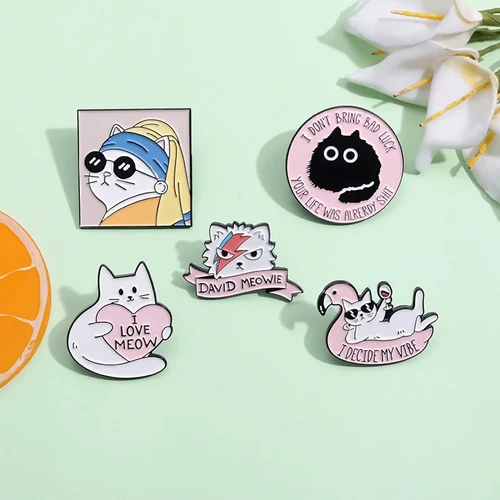 cute pink cats enamel pin badge | lemoncatshop