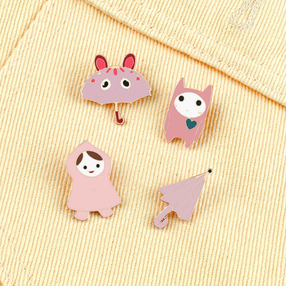 cute pink cartoon enamel pin badge | lemoncatshop