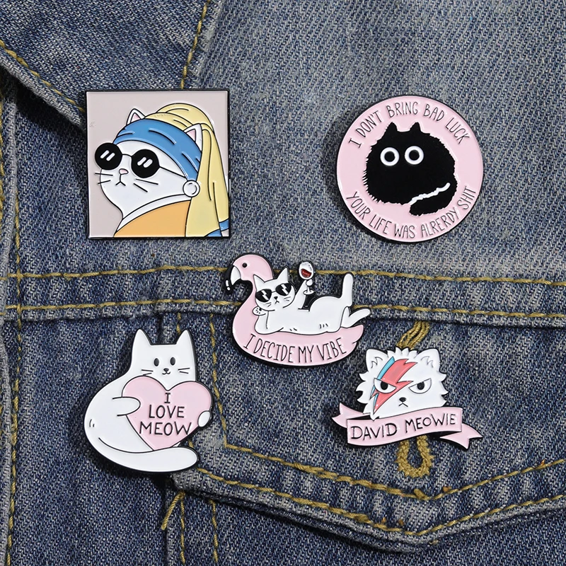 cute pink cats enamel pin badge | lemoncatshop