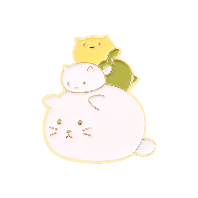 cat stack enamel pin badge | lemoncatshop