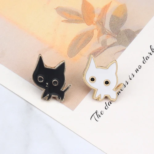 black and white cats enamel pin badge | lemoncatshop