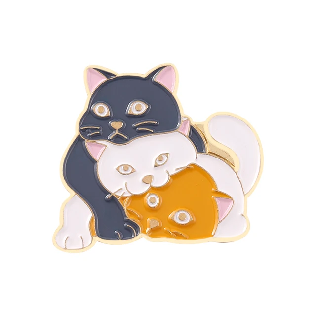 cat stack enamel pin badge | lemoncatshop