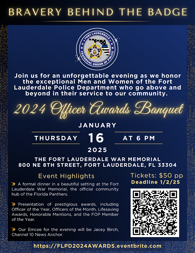 Fort Lauderdale Police Union, FOP's 2024 Officer Awards Banquet