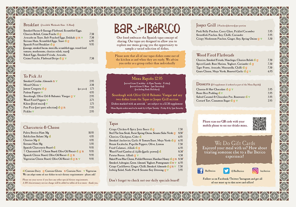 Bar Iberico | Menus