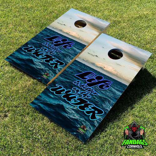 Life is Better on the Water (Cloudy Water) Cornhole Boards | FanBags ...