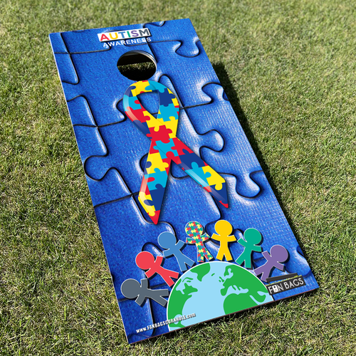 Autism Awareness Backyard Pro Cornhole Boards | FanBags Cornhole