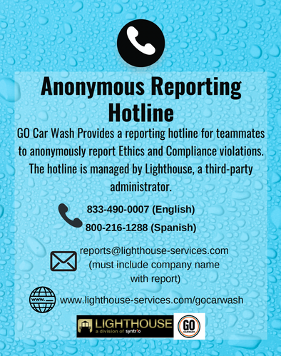 HR SIGN - Anonymous Reporting 16 x 20 | Go Car Wash Supplies