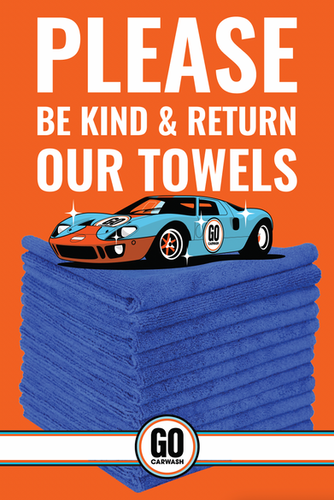 RETURN TOWEL SIGN E | Go Car Wash Supplies