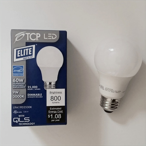 TCP L9A19D2530K 9W (60W Equal) A19 3000K Dimmable LED Light Bulb ...