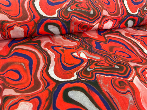 EXCLUSIVE Red/Black Marble - Polyester Lycra | Knighton Fabrics