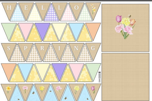 EXCLUSIVE Hello Spring Floral Bunting/Decor Panel - Woven Polyester ...