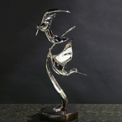 Modern Snipe Pair in Flight, Stainless Steel | Geoffrey C Smith Fine Art