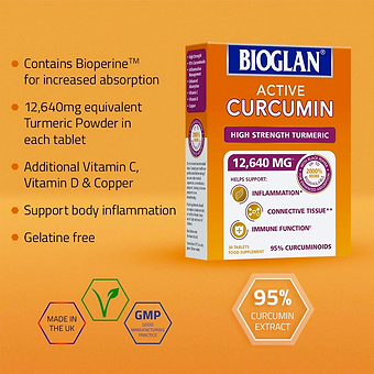 Bioglan Active Curcumin with 95% curcuminoids, 30 Tablets | atMenopause