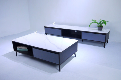 Veronica Ceramic TV Cabinet With Coffee Table | Mixhome Design