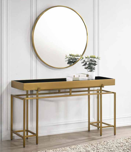 MX8008 Gold Console Table With Round Mirror | Mixhome Design
