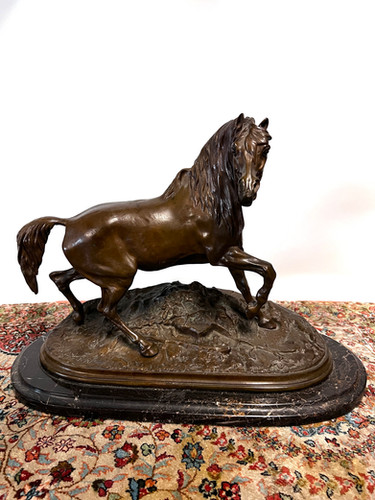 Bronze Horse Sculpture of a stallion by P.J. Mene | Martine Boré Antique