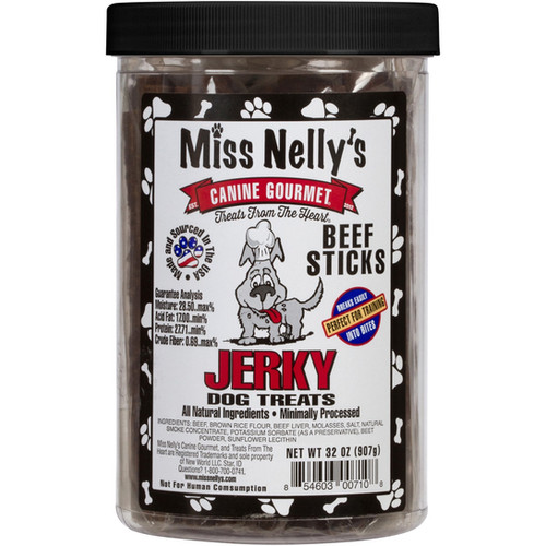 Beef Jerky Jar Dog Treats | 2-lb. Jar | Miss Nelly’s