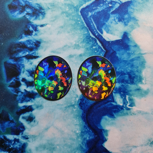 Holographic Oval Black Opal Cabochon Stickers Pack of 2 | Gemmology ...