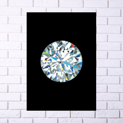 A4 Round Brilliant cut Diamond Print with Black Background | Gemmology ...