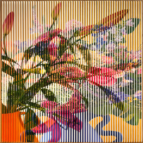 Blue and White Vase and a Bouquet of Flowers on White | GIL GOREN ART